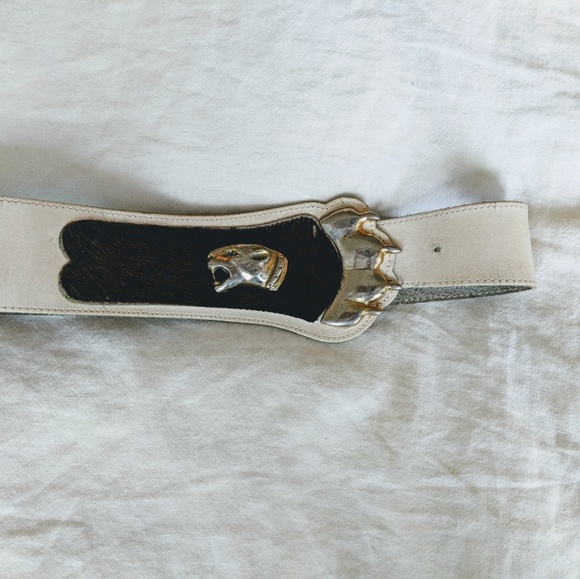 Vintage | Accessories | Panther Paw Belt Vintage White Leather | Poshmark